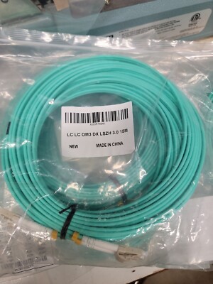 15M LC to LC OM3 10Gbps Duplex 50/125 Multi Mode Fiber Optic Optical ...