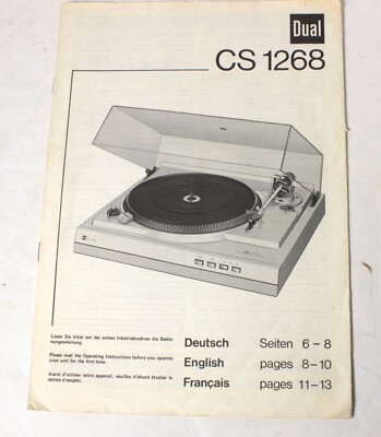 DUAL CS-1268 TURNTABLE INSTRUCTION MANUAL | eBay