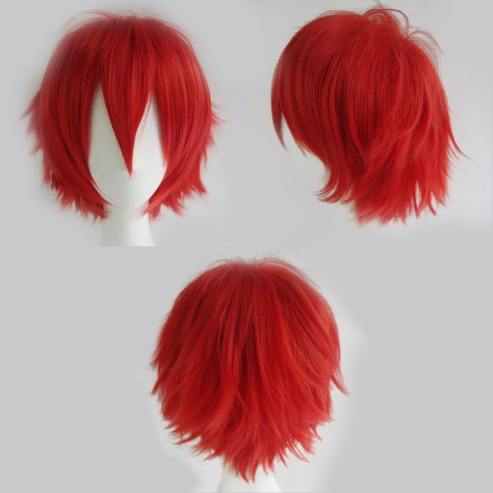 US Popular Short Anime Cosplay Wig 100% Synthetic Hair Thick Straight ...