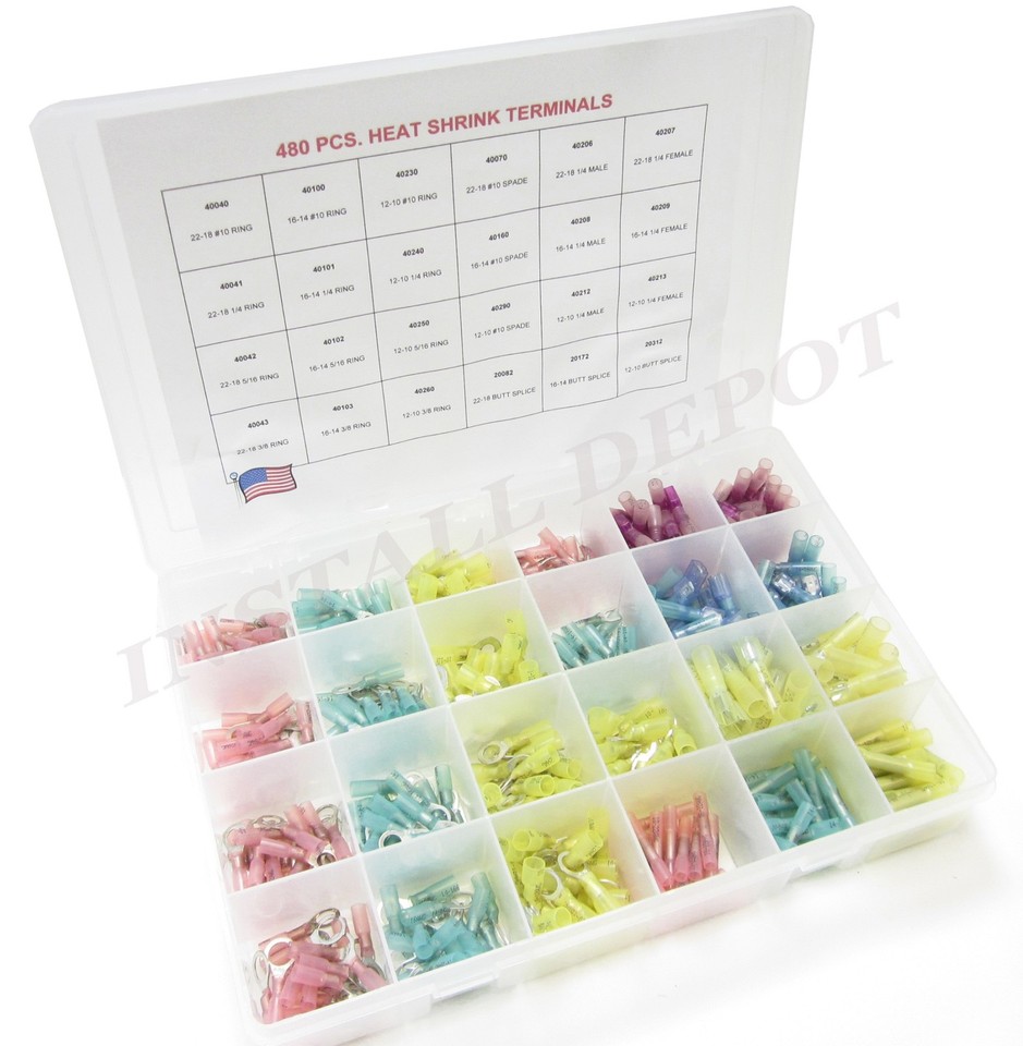 3M HEAT SHRINK WIRE CONNECTOR ASSORTMENT WATERPROOF ELECTRICAL TERMINAL ...