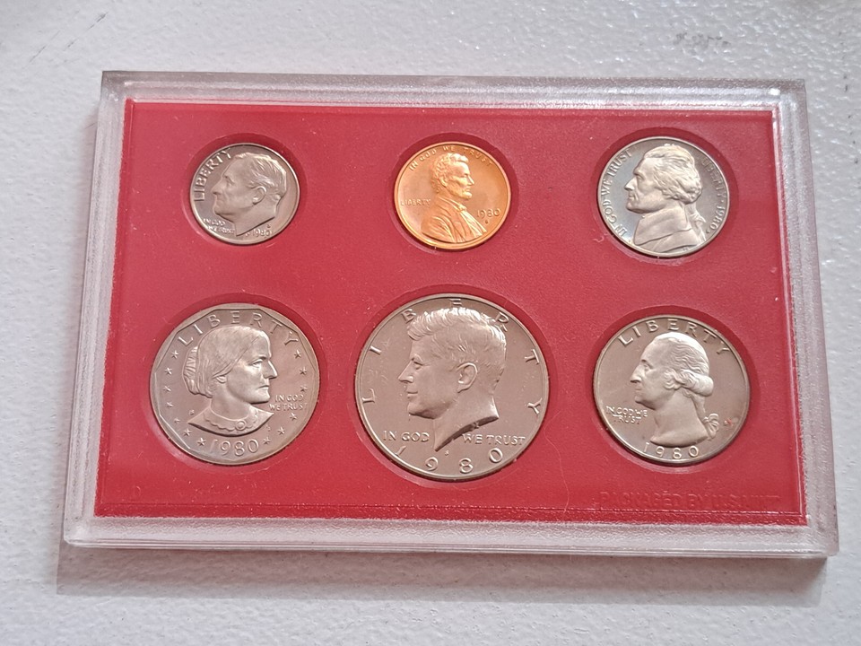 Three United States Proof Sets - 1980, 1981, 1982 - in original boxes w ...