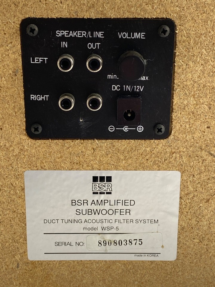 BSR WSP-5 Amplified Subwoofer Duct Tuning Acoustic Filter System WSP5 ...