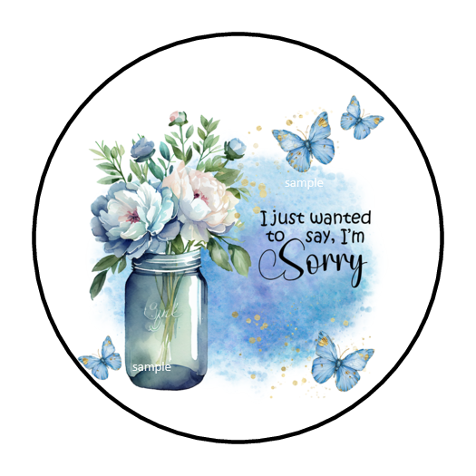 30 SORRY ENVELOPE SEALS STICKERS LABELS TAGS 1.5" ROUND FLORAL ...
