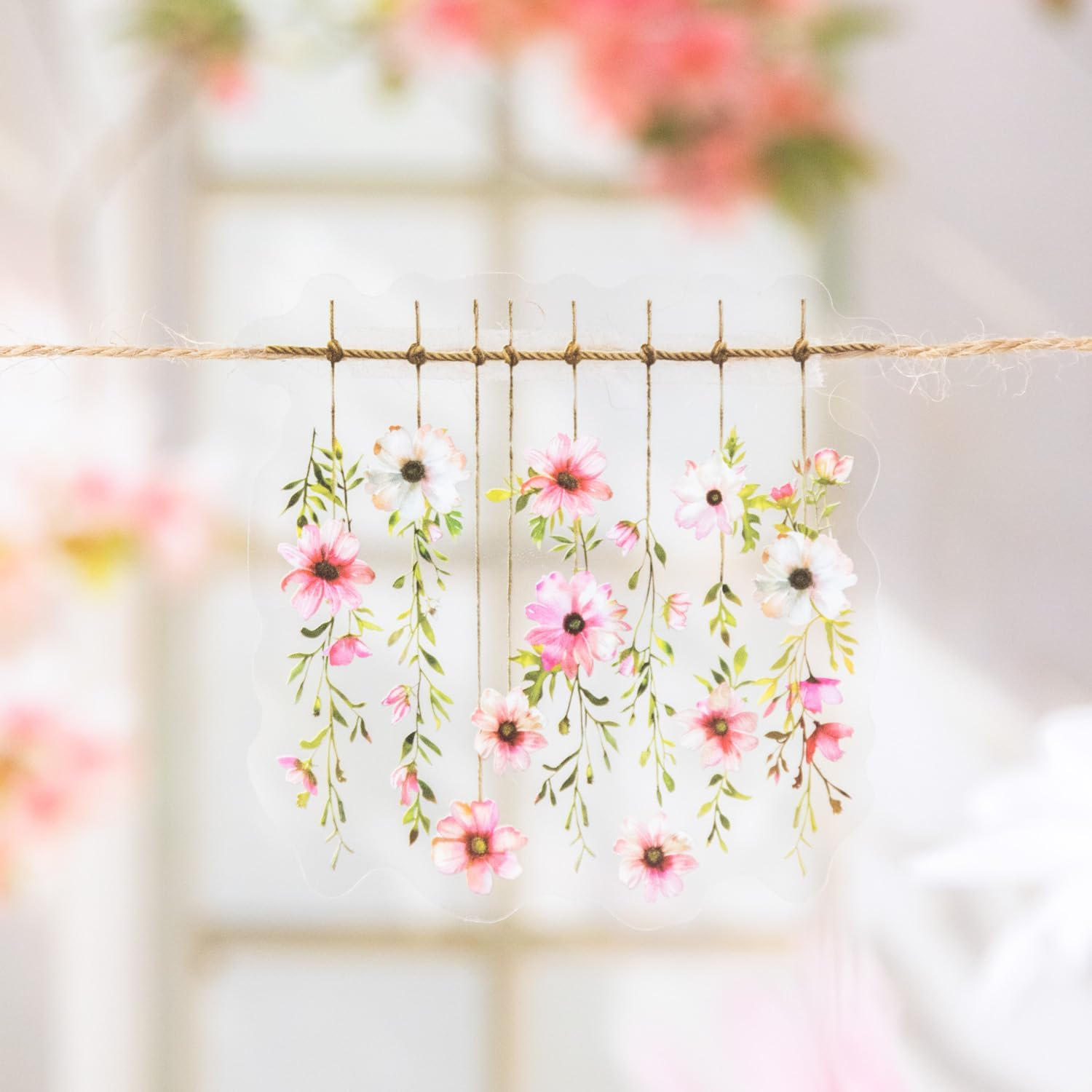 Hanging Floral PET Stickers Set, 60PCS Botanical Flower Stickers for ...