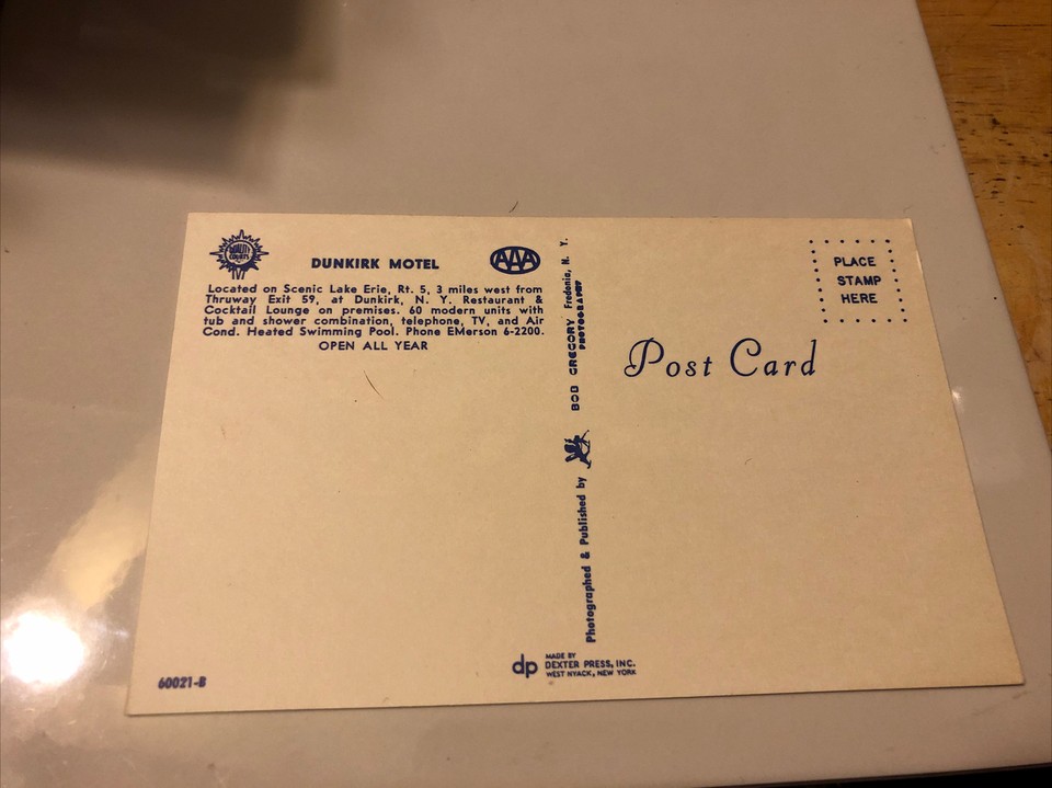 Roadside Postcard Dunkirk Motel, Dunkirk, New York - circa 1960s | eBay