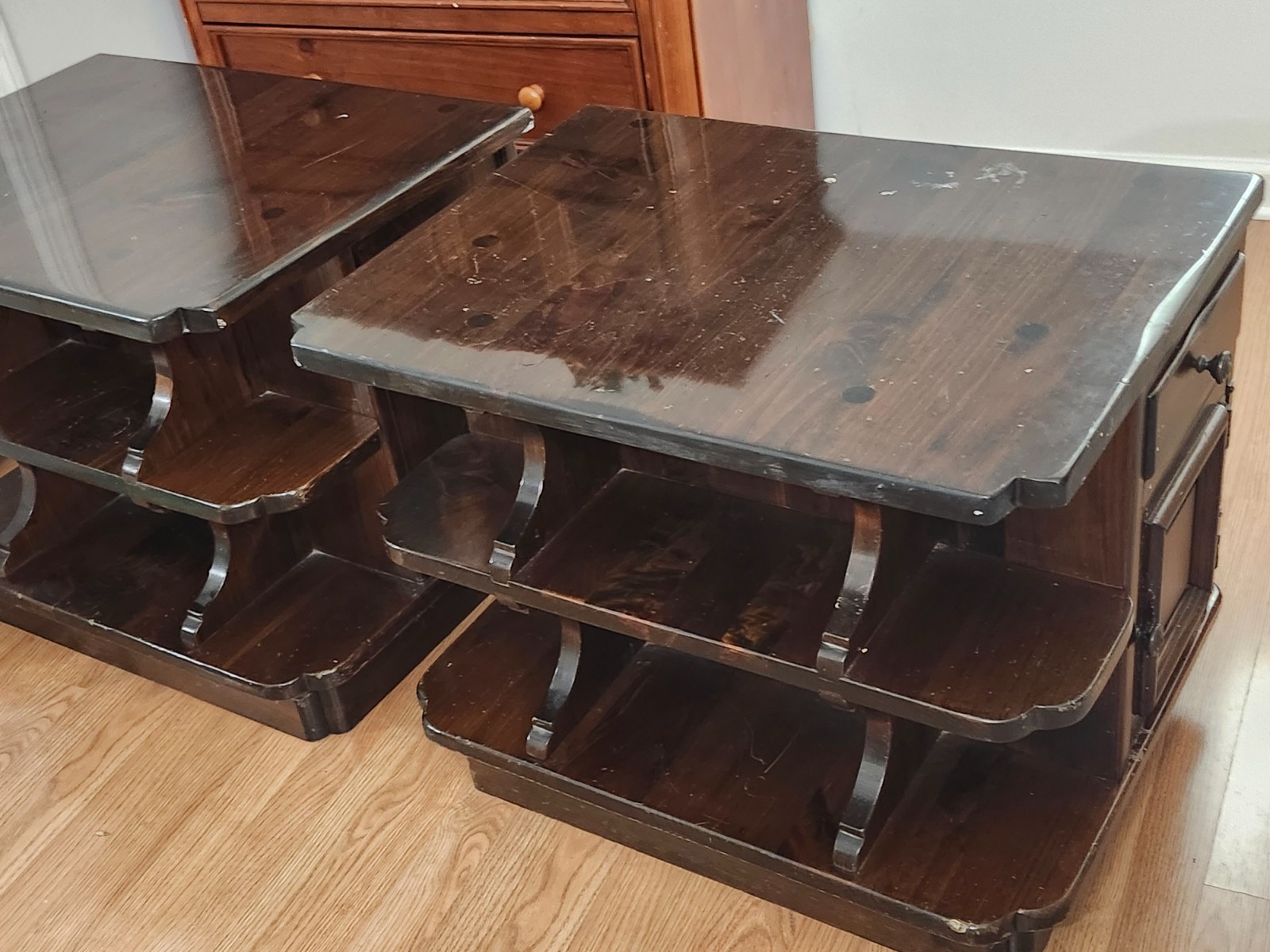 Bennington Pine side table, night stand , set L & R solid wood ...