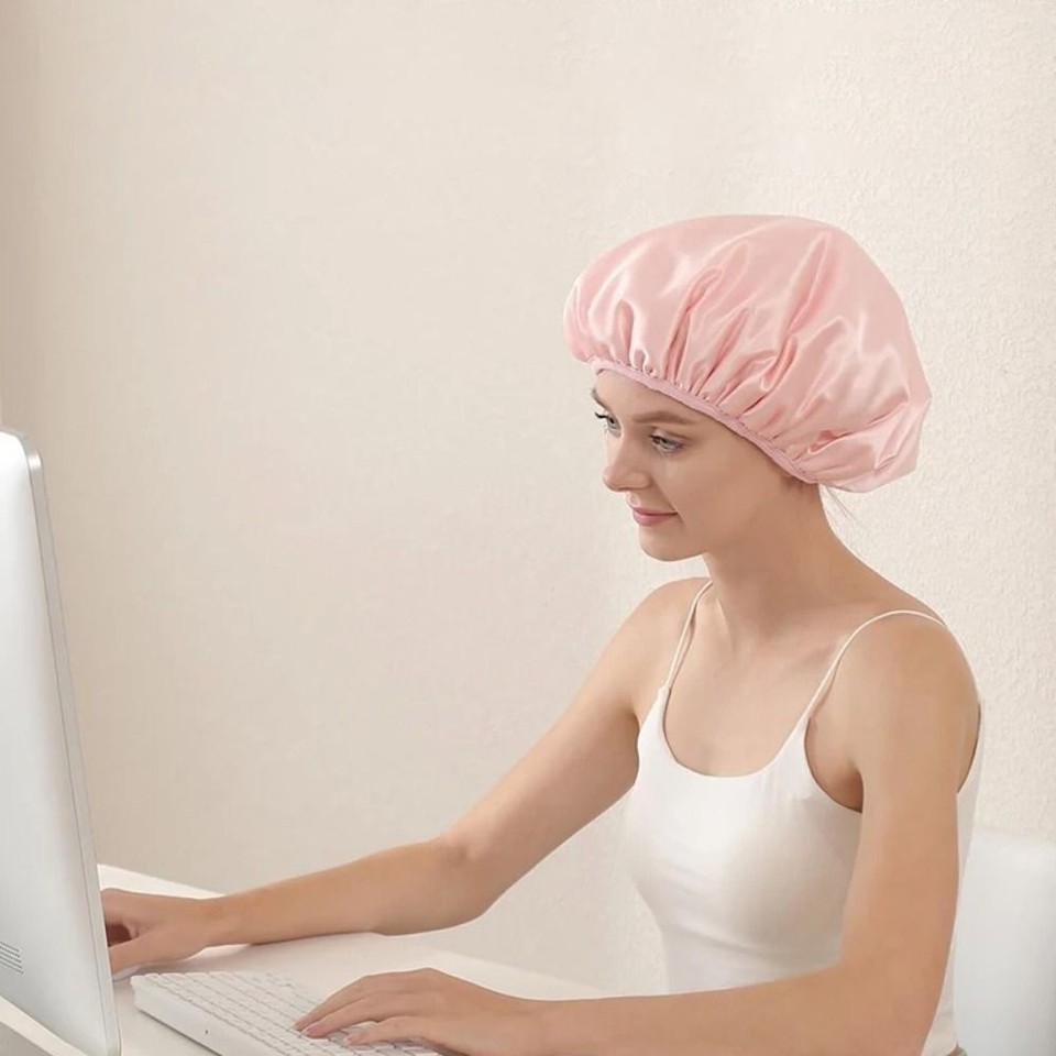 Shower Cap Terry Cloth Lined EVA Exterior Reusable Triple Layer ...