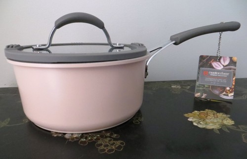 Masterclass Premium PINK Non-stick 2.1 qt 7" Saucepan +Lid Silicone ...