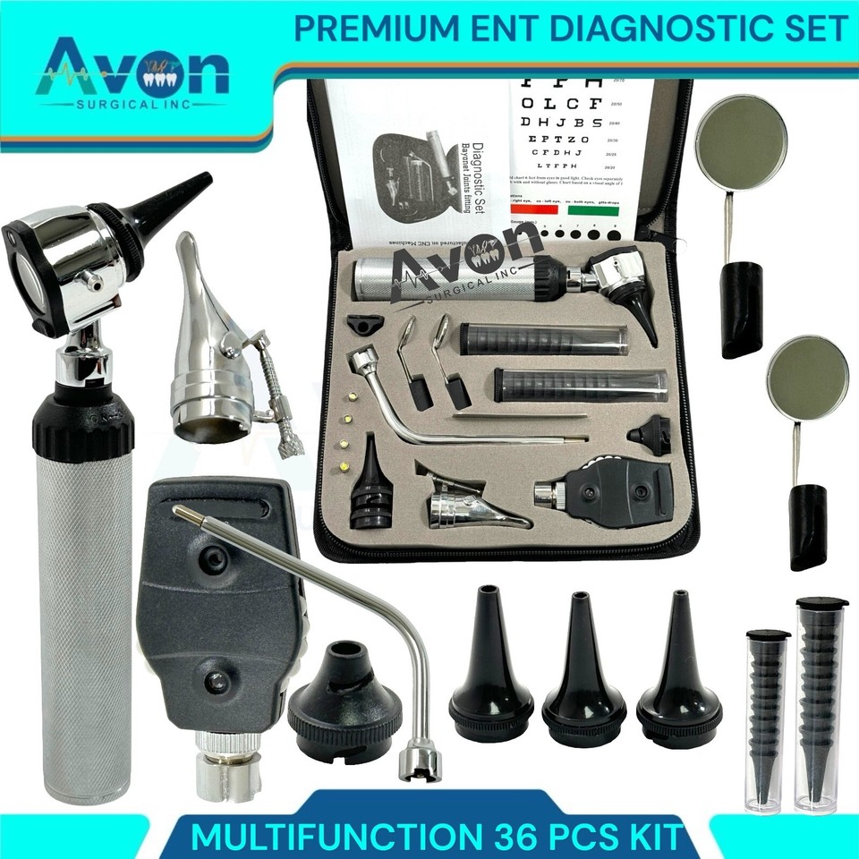 *NEW*ENT (Ear,Nose &Throat) Diagnostic,Otoscope,Ophthalmoscope set W ...