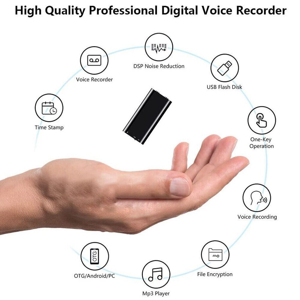Mini Spy Audio Recorder Voice Listening Device 96 Hours 8GB Bug ...