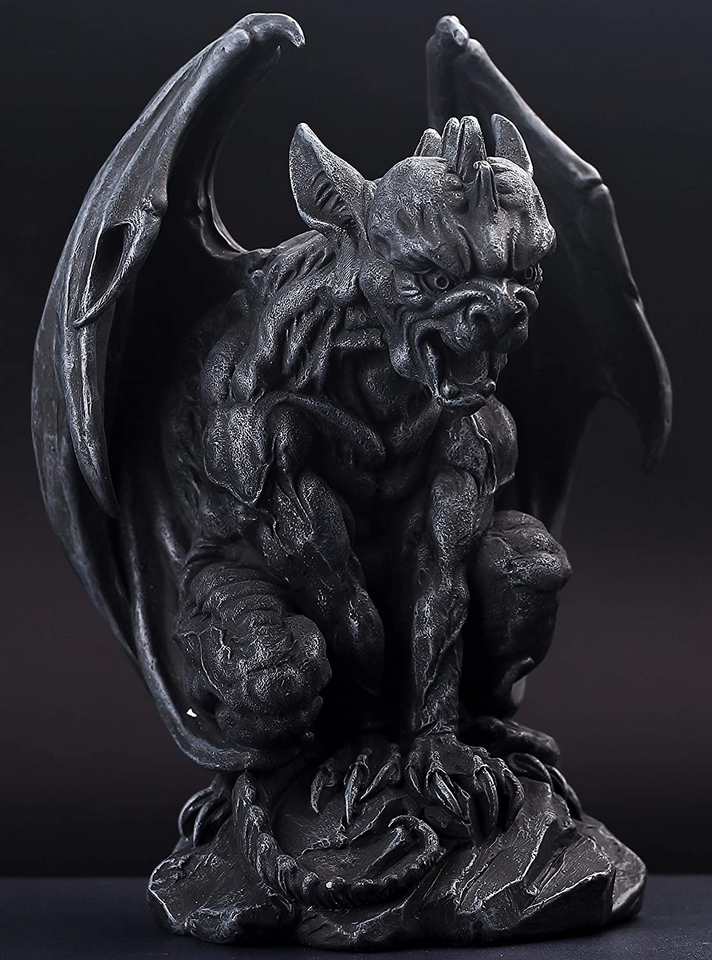 Winged Gargoyle Statue Indoor Outdoor Home Decor Sitting Guardian ...