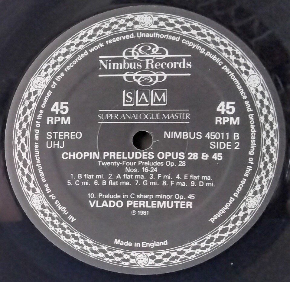 NIMBUS 45011 UK ED 1 CHOPIN - PRELUDES PERLEMUTER 1981 AUDIOPHILE LP | eBay