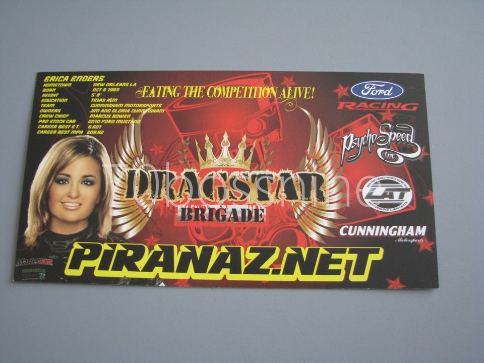 ERICA ENDERS 2010 PIRANA Z PRO STOCK MUSTANG 6x11 NHRA DRAG RACING ...