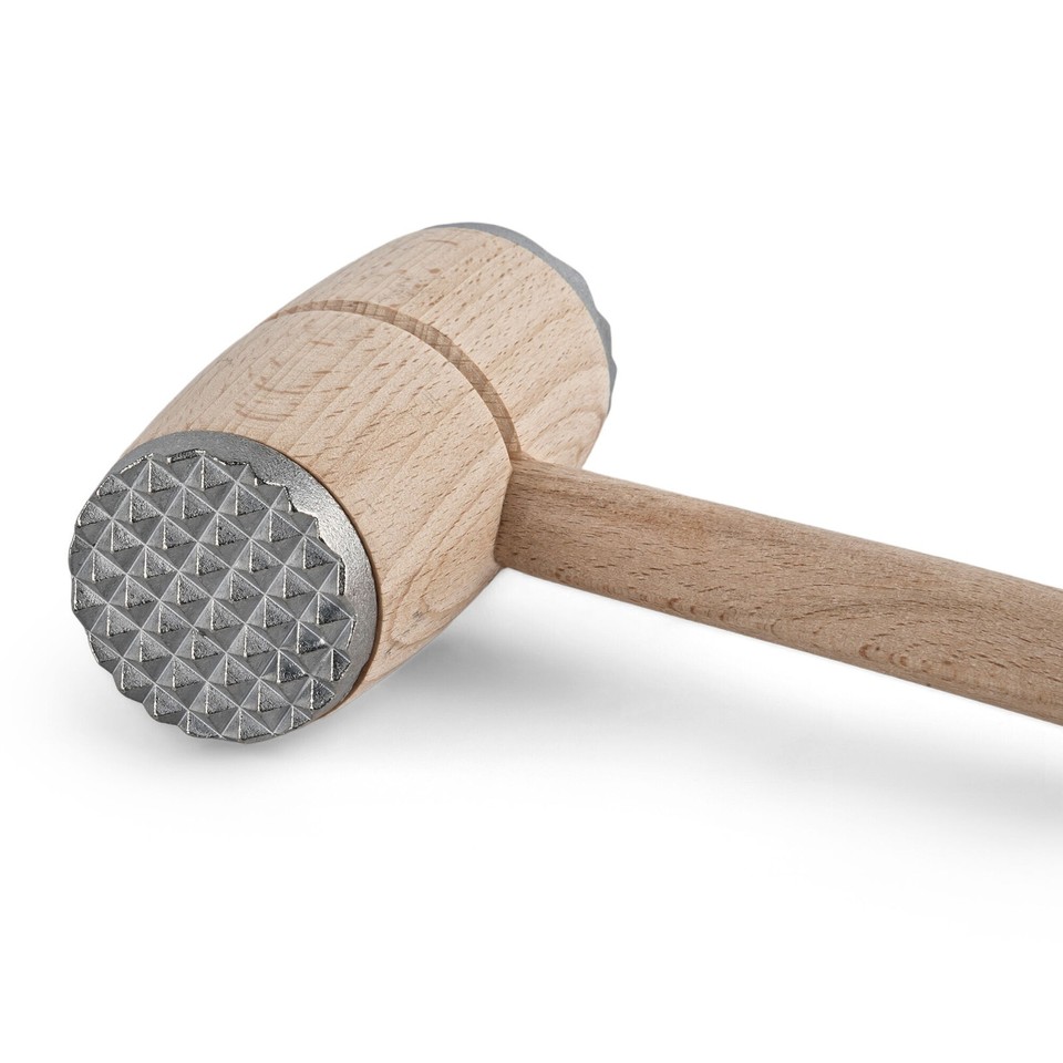 Large 12” Wood 2-Sided Beef Steak Mallet Meat Tenderizer Kitchen Hammer ...