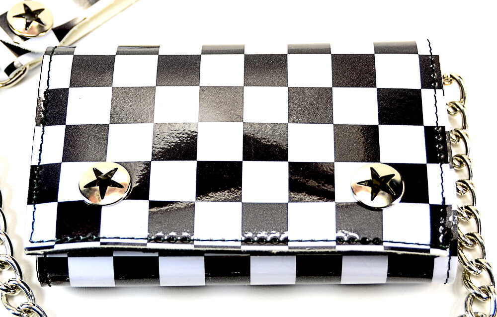 Checkers board Trifold Skaters Bikers Chain Wallet 12" Chain Punk Rock ...