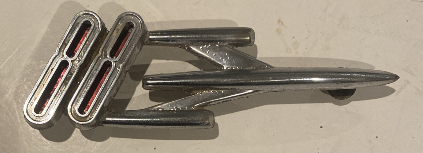 Vintage Chrome 1954 Oldsmobile Super 88 Rocket Emblem Metal Badge ...