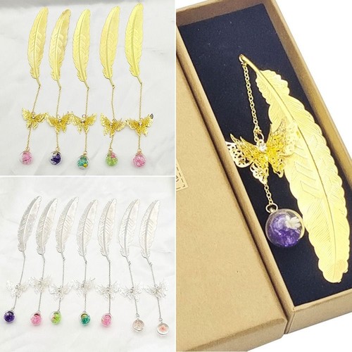 Creative Learning Stationery Classical Chinese Bookmarks Metal Feather ...