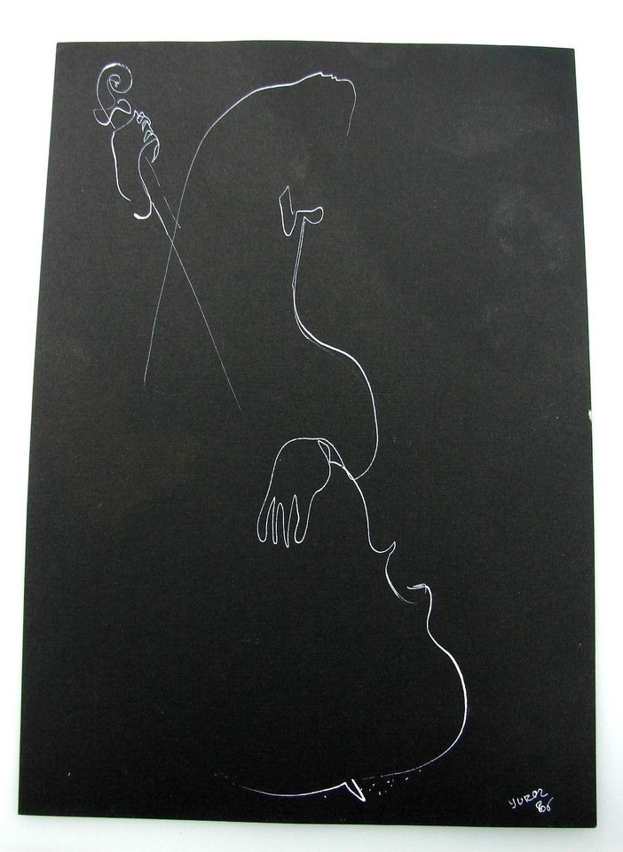 DRAWING CHALK ON BLACK PAPER BY YUROZ 86 SIGNED VIOLIN | eBay