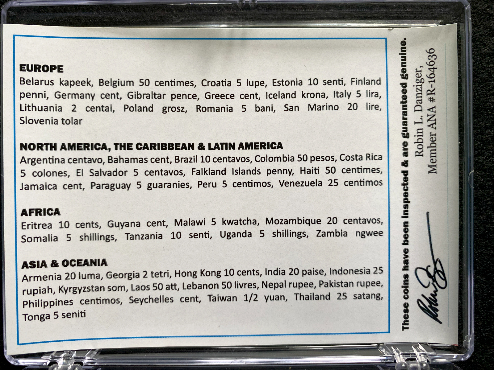 50 Different Coins from 50 Different Countries In Clear Box COA ...