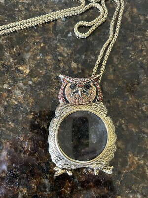 Off Park Collection Crystal Owl Magnifying Glass Necklace | eBay