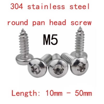 M5 SUS304 Steel Torx Screws Round Pan Head Tip-tailed Self-tapping ...
