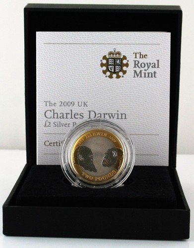 2009 Royal Mint Charles Darwin Silver Proof Two Pounds £2 coin, COA ...