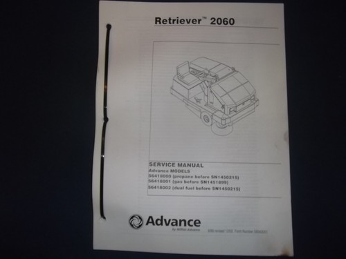 ADVANCE RETRIEVER 2060 FLOOR MACHINE SERVICE SHOP REPAIR WORKSHOP ...