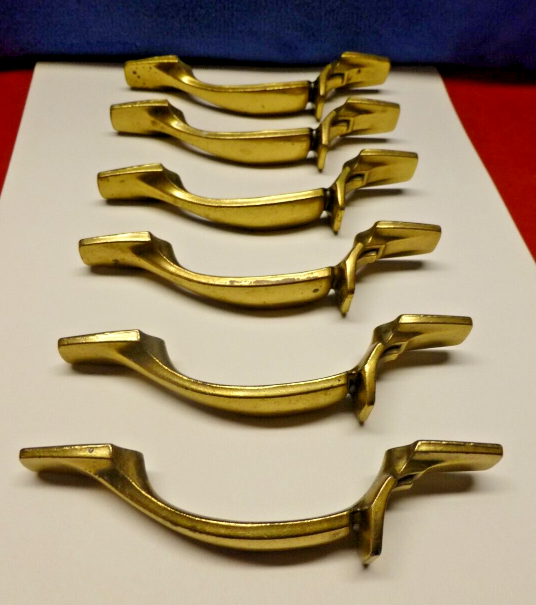 6 Keeler KBC Cabinet Door N13613 Thumb Pull Handle Brass 3" Vintage | eBay