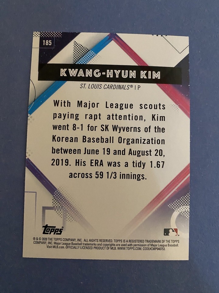 2020 Topps Fire Kwang-Hyun Kim Rookie St. Louis Cardinals #185 RC | eBay