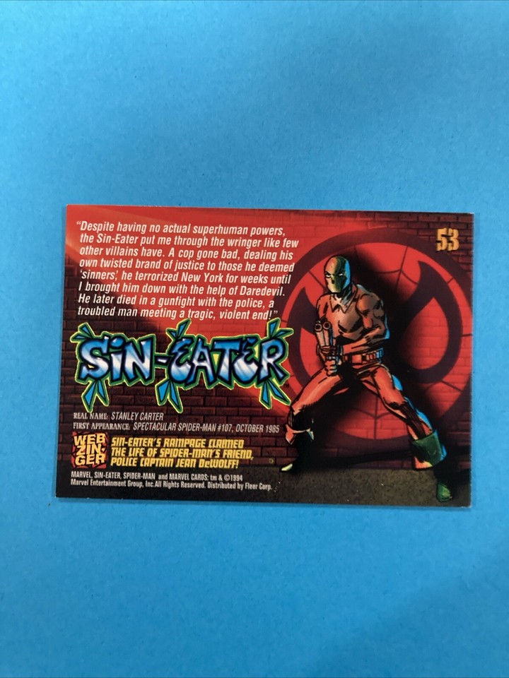 Base 1994 Fleer Marvel Cards - The Amazing Spider-Man #53 Sin-Eater | eBay