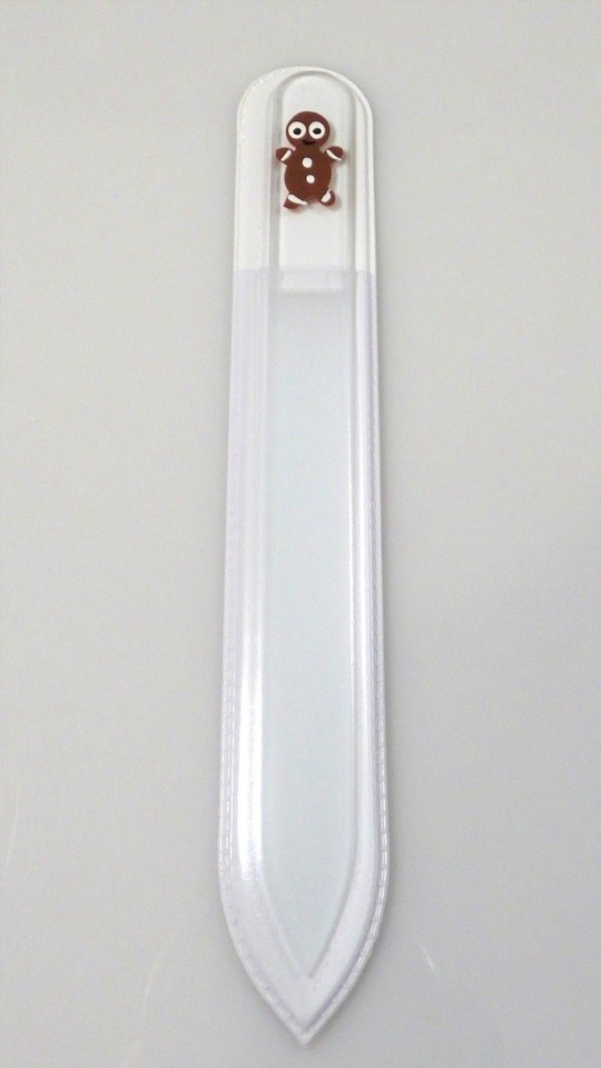 Glass Nail File Gingerbread Man Czech Crystal Hand Painted Medium 5.5 ...