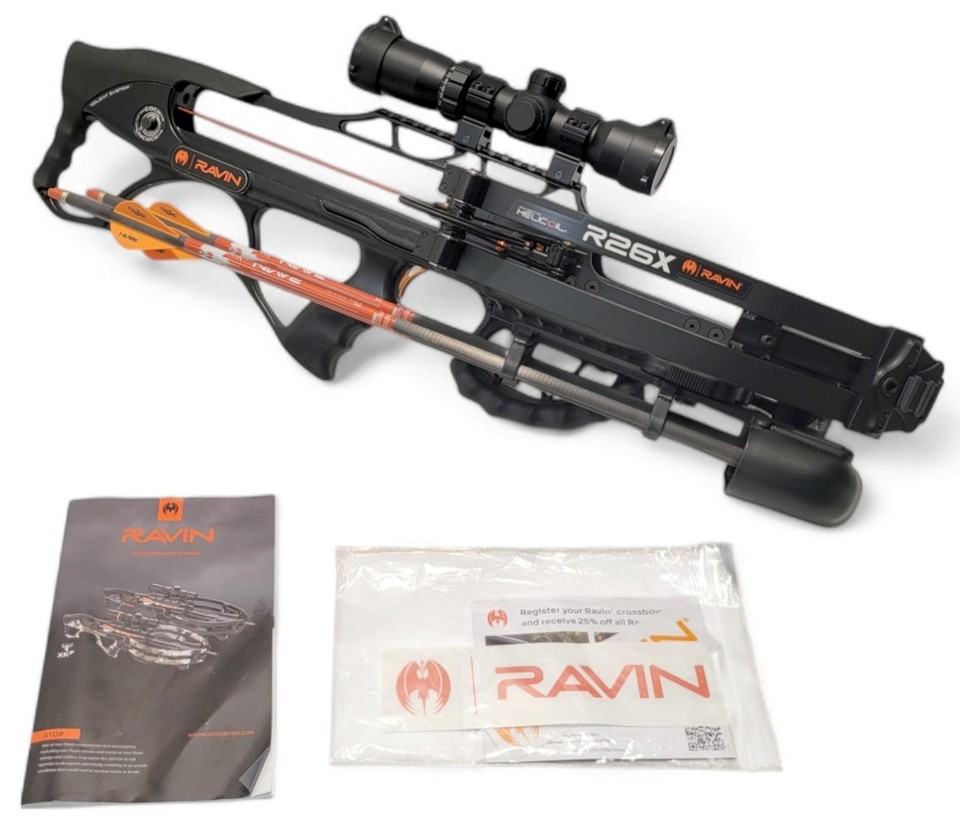 RAVIN R26X 400 FPS 12" DRAW 5-3/4" LENGTH 28" BLACK HUNTING CROSSBOW ...