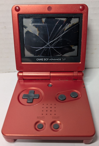BROKE NINTENDO RED GAME BOY ADVANCE SP AGS-001 (CRACKED SCREEN READ ...