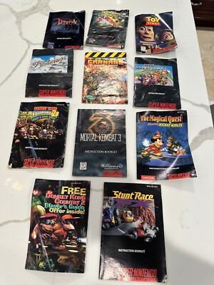 Lot of 11 Super Nintendo SNES Game Console Manuals Instruction Booklet ...
