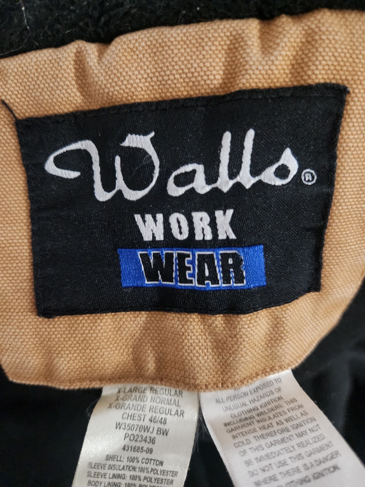 Walls Work Wear XL Mens Hooded Fleece Lined Jacket Canvas Brown DISTRESSED STAIN | eBay