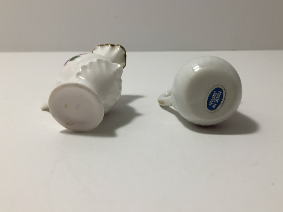 2 Miniature Porcelain Pitchers Flower Print Designs 1 Made in Japan ...