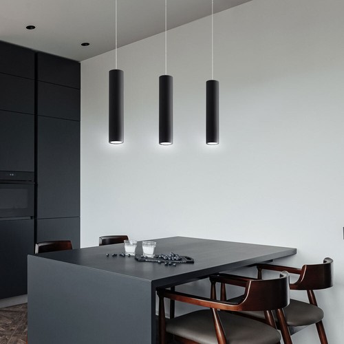 Luminaire Plafond 3-Flammig Suspendu de Acier Noir Ess Chambre ...