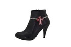 Women Silver Metal Chain Boot Bracelet Shoe Anklet Red Cross Charm ...
