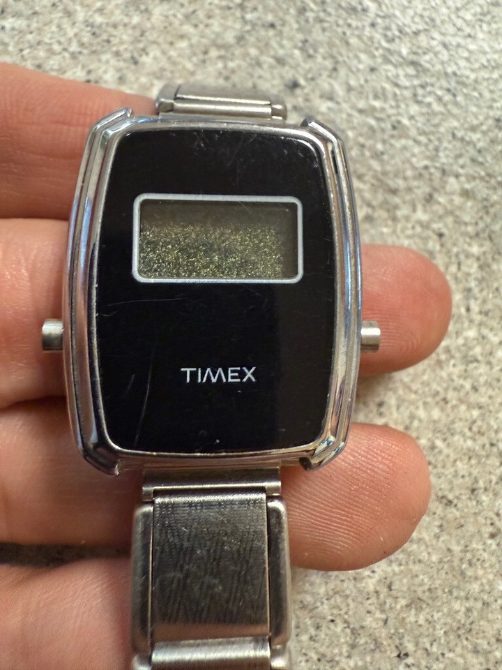 vintage timex digital tank wristwatch WOMENS BLACK quartz retro techno ...