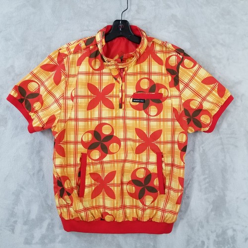 Vintage Shirt Men M Geometric Snap Band Collar 1/4 Zip Pullover Members ...