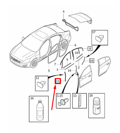 VOLVO S60 MK2 Front Right Door Outer Panel Sealing Strip 31299957 NEW ...