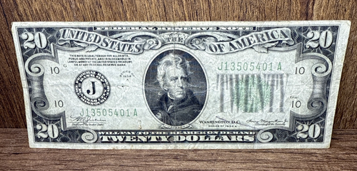 1934A Twenty Dollar Bill $20 Green Seal Federal Reserve Note - Old U.S ...