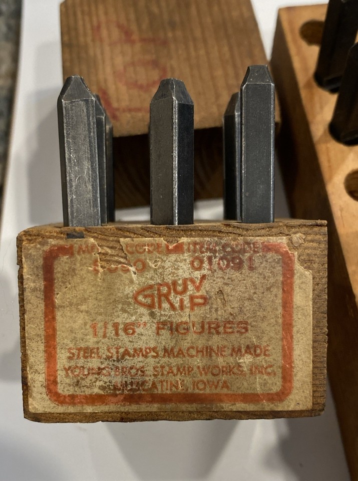 Vintage Gruv Grip Steel Stamps Punch 1/16” Numbers 3/32” Letters 01091 ...