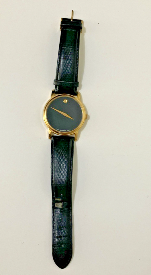 Movado Museum Watch - 40mm face – New Battery Installed – Strap Wear | eBay