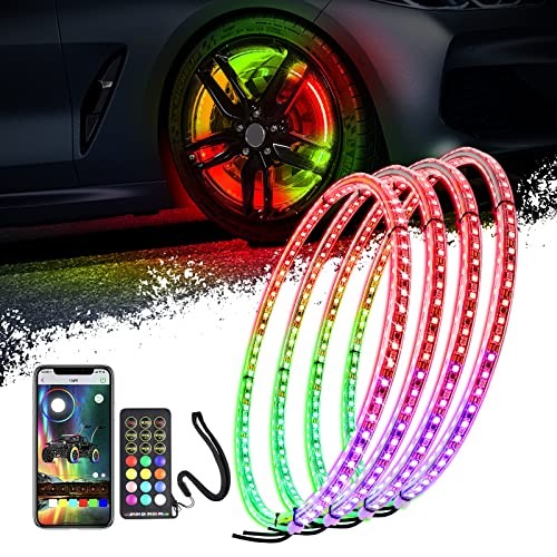 4PCS Double Row Dancing Chasing Color 17inch Brightest Strobe Led Wheel ...