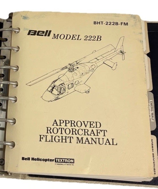 Bell Helicopter Model 222/222B Flight Manual 1982 H9SW BHT-222B-FM | eBay