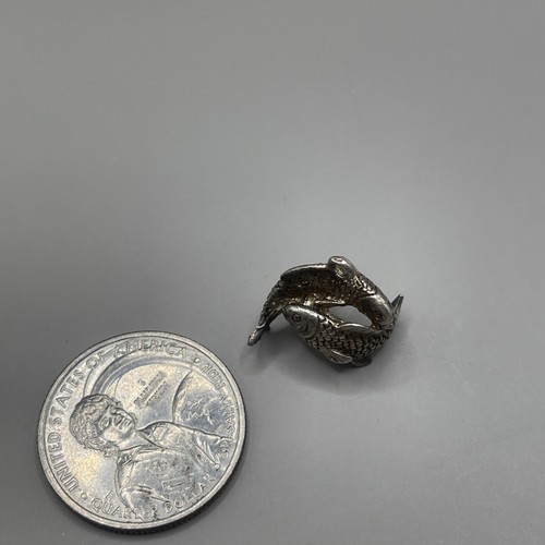 Vintage Sterling Silver Pisces Interlocking Fish Zodiac Charm Pendant ...