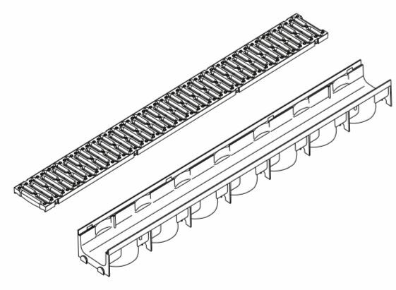 Drainage Channel SmartDrain 120 x 88 x 1000mm Manthorpe Black, Silver ...