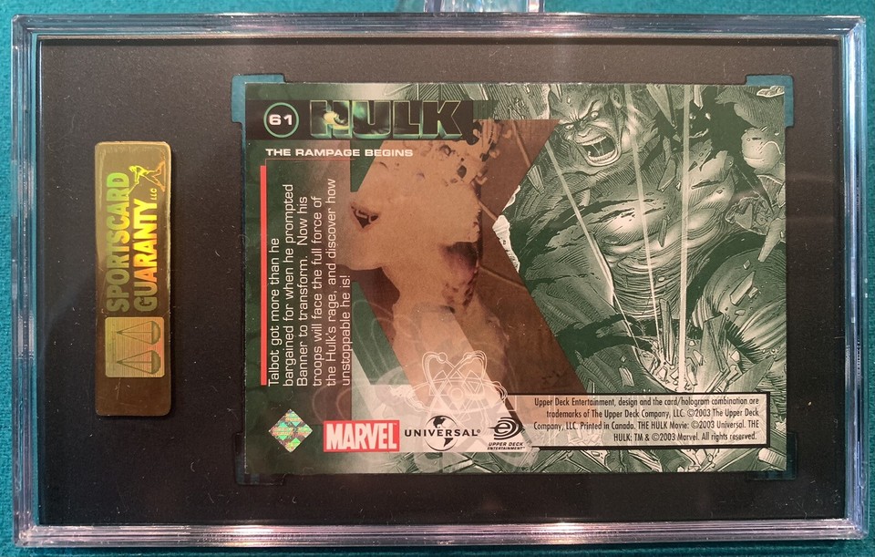 2003 Marvel Upper Deck Hulk #61 The Rampage Begins Trading Card SGC 96 ...