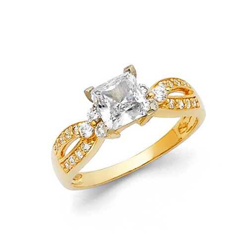 14K Yellow Gold Cubic Zirconia Engagement Ring For Girl | eBay